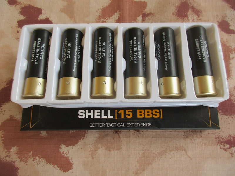 Wosport Shotgun 6 Shells 1 x 15bb Green Kit Cartucce Fucile a Pompa by